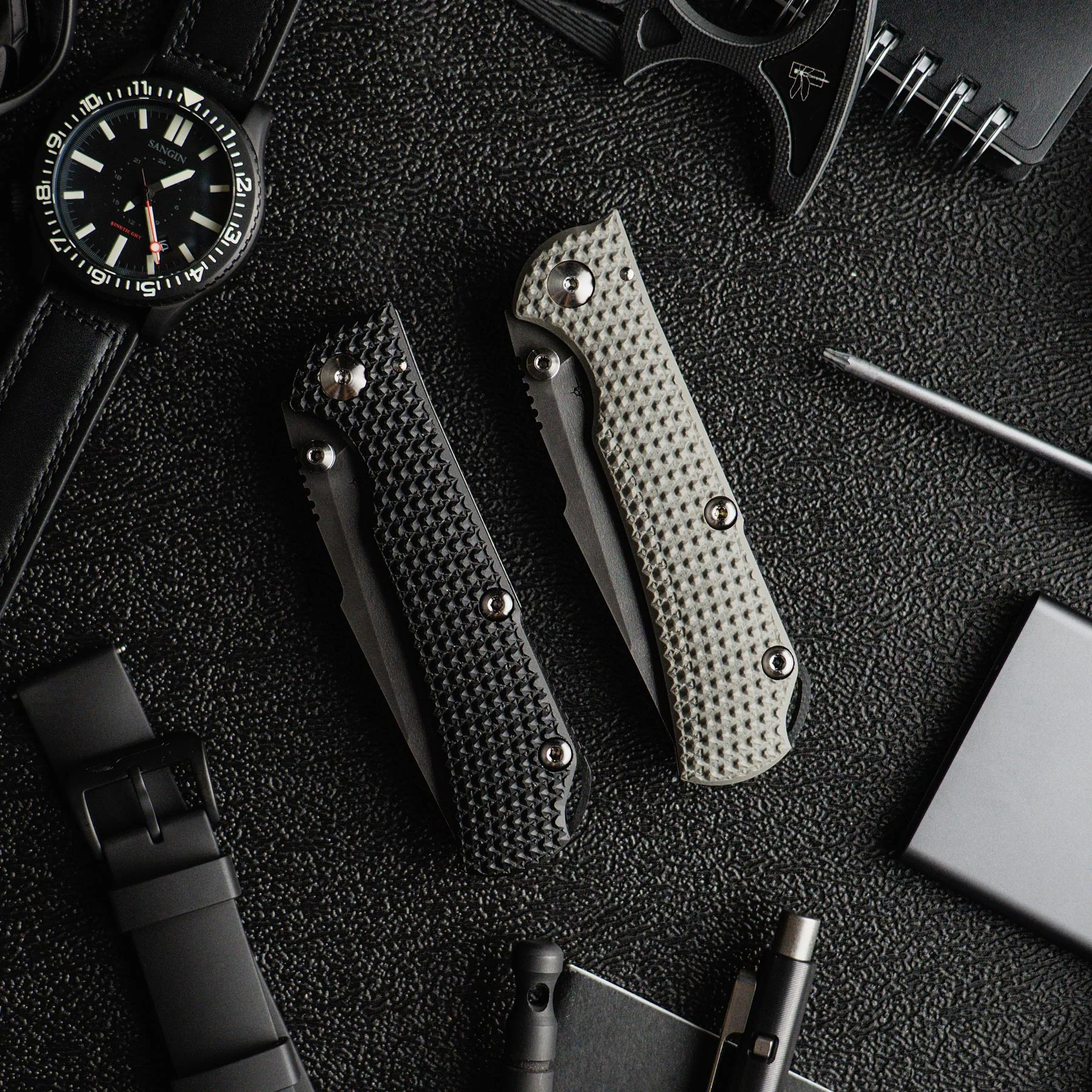 Toor Knives Chasm XLT Folding Knife 3.125" CPM-154 Black Oxide Tanto Blade, Machined Stealth ...