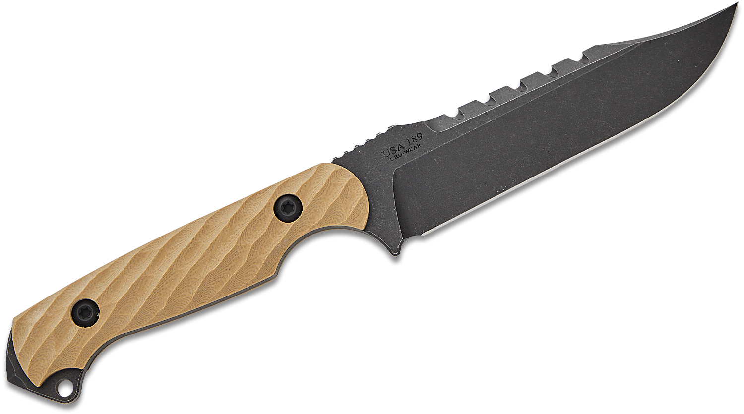 Toor Knives Crewman Fixed Blade Knife 4.625" CPM-CruWear Black Oxide ...