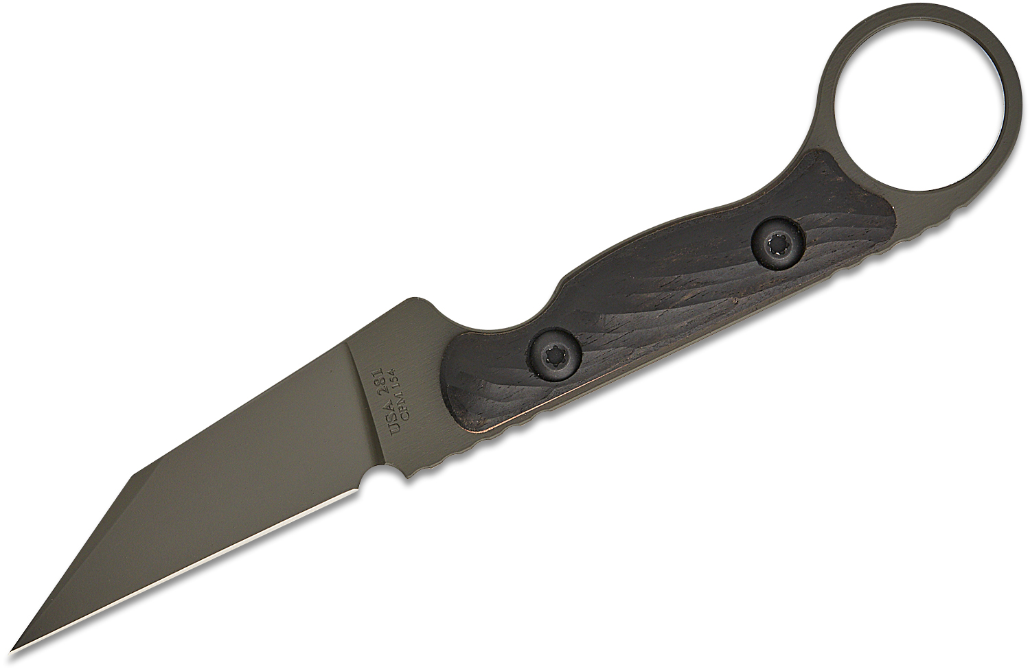 Toor Knives Jank Shank Pikal Fixed Blade Neck Knife 3" CPM-154 Spanish Moss Wharncliffe Blade ...