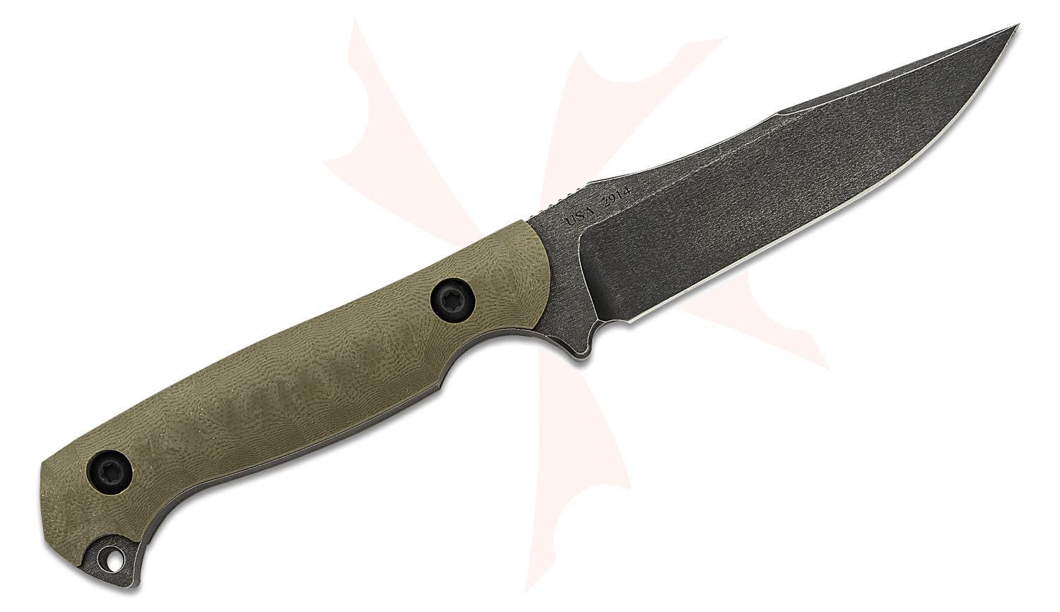 Toor Knives Krypteia Fixed Blade Knife 4" CPM-S35VN Black Oxide Drop ...