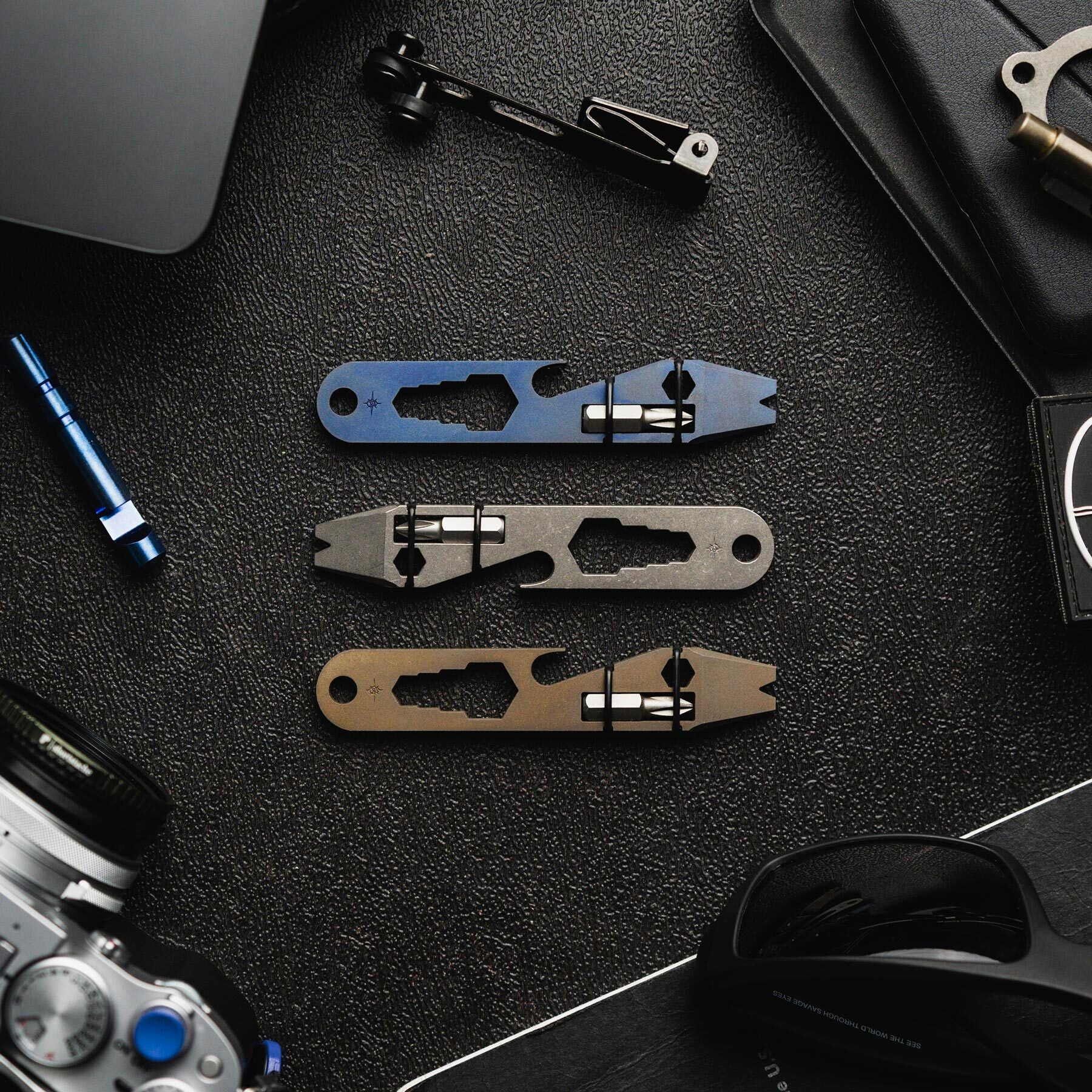 Toor Knives Cobalt Blue Titanium Keychain Mini Multi-Tool, 4.1" Overall ...