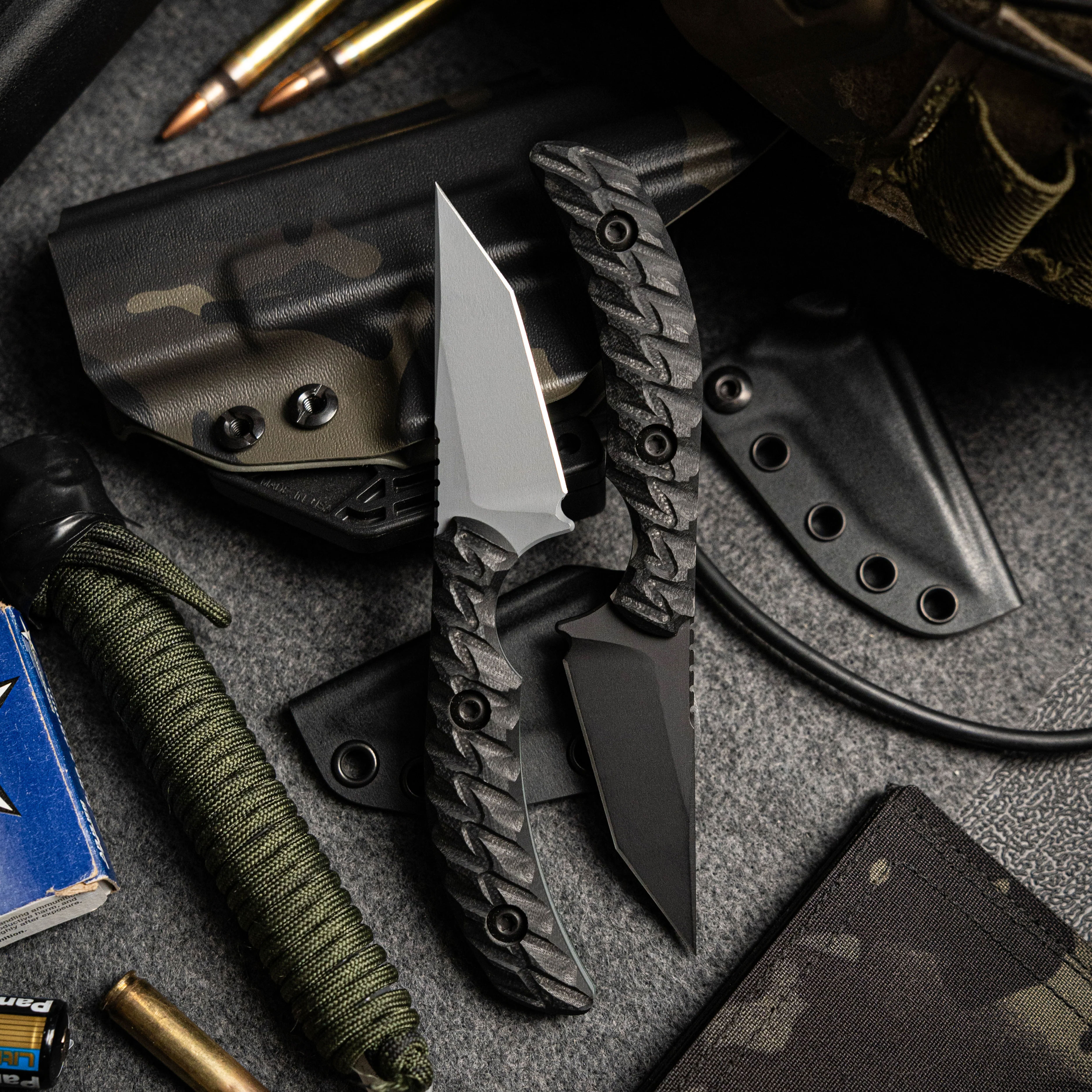 Toor Knives Shifter T Fixed Blade Knife 2.75" CPM-M4 Phantom Gray KG Gunkote Tanto Blade, Milled ...