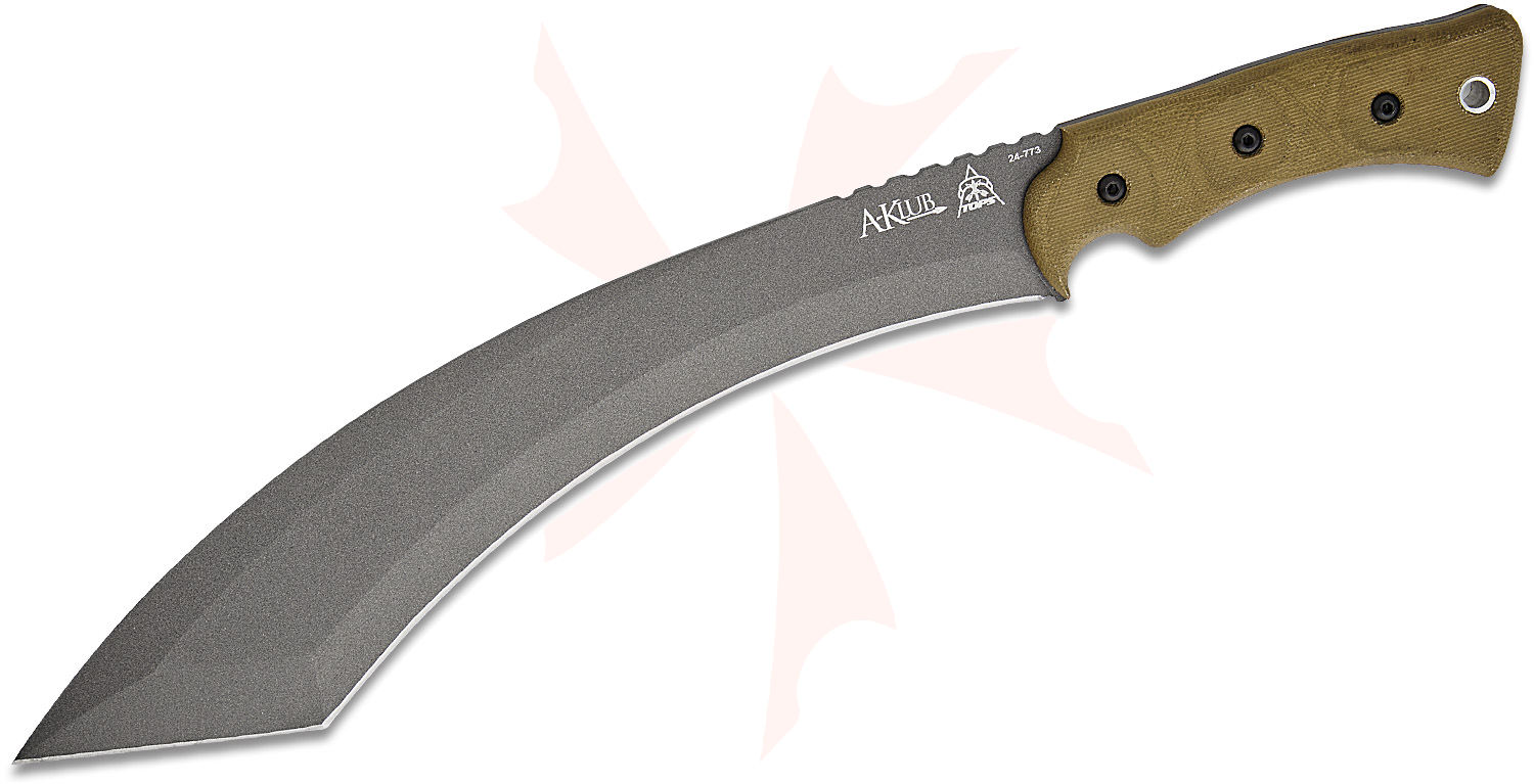 TOPS Knives A-Klub Fixed Blade Knife 12.38" 1095 Tungsten Cerakote ...