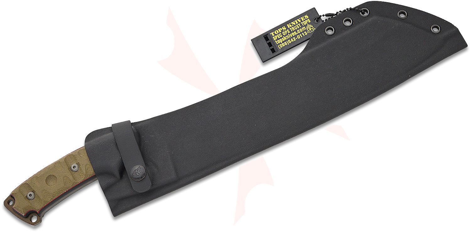 TOPS Knives El Chete Fixed 12" Midnight Bronze Blade, Green/Black ...