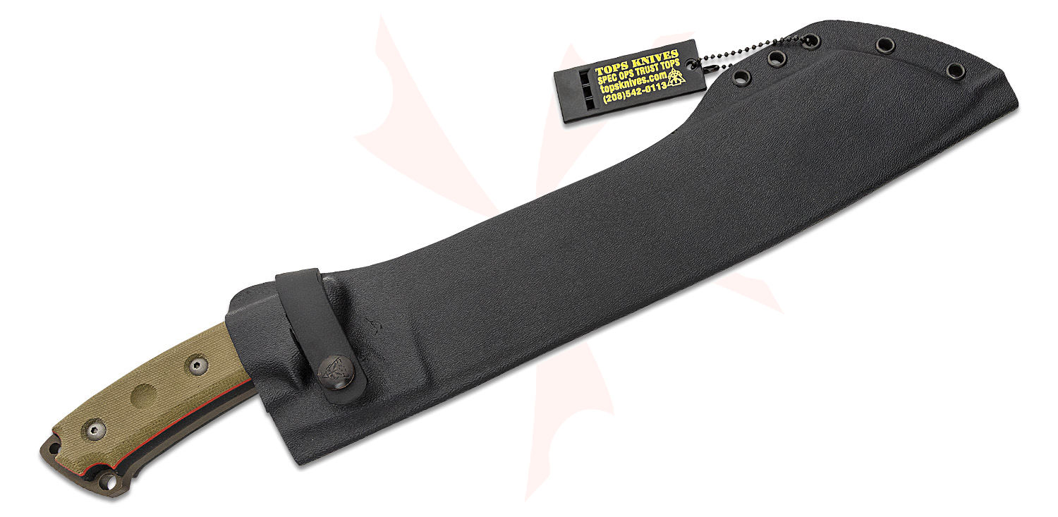 TOPS Knives El Chete Fixed 12" Midnight Bronze Blade, Green/Black ...
