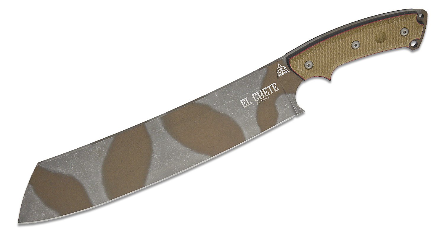 TOPS Knives El Chete Fixed 12" Midnight Bronze Camo Blade, Green/Black ...