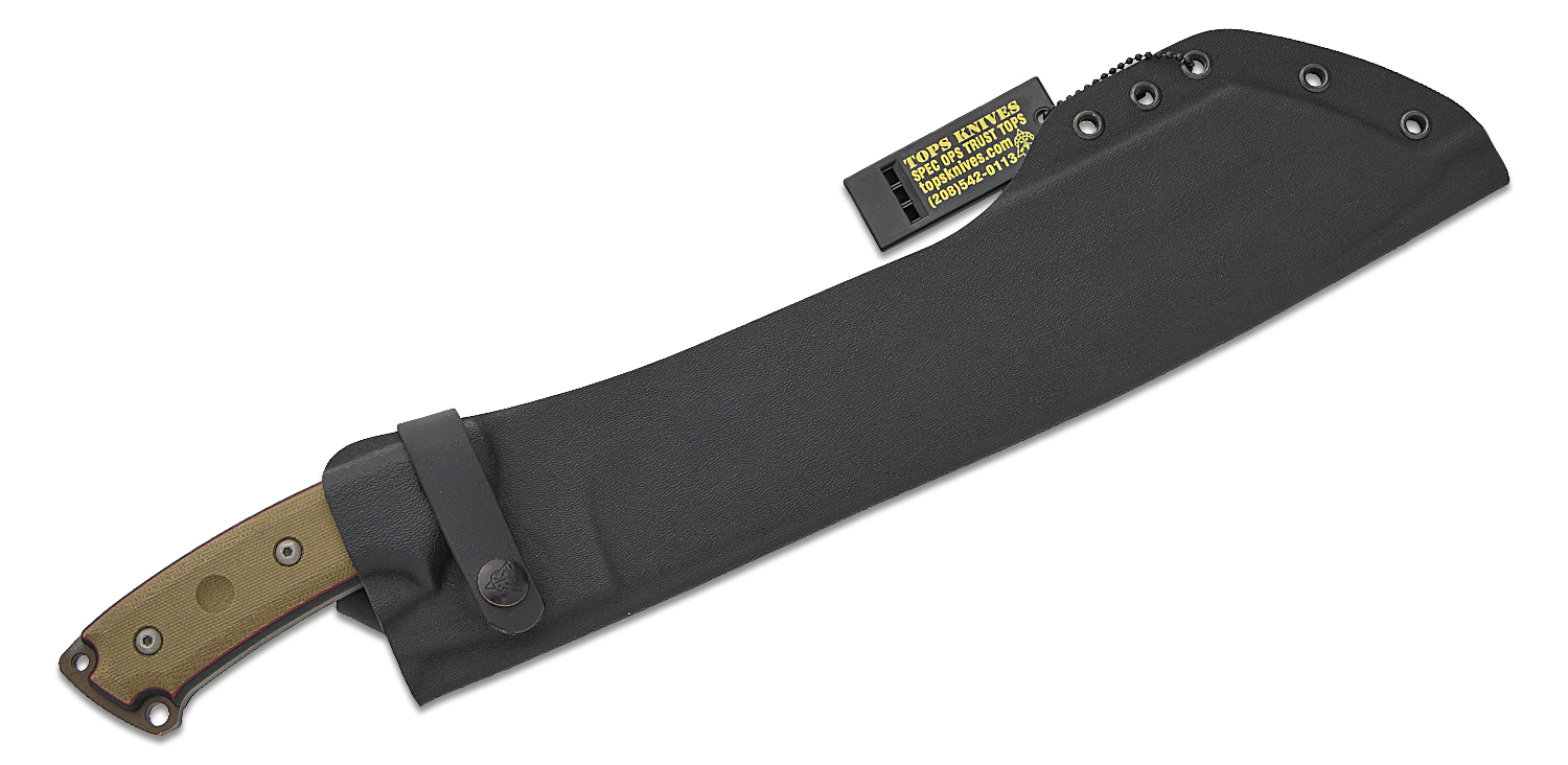 TOPS Knives El Chete Fixed 12" Midnight Bronze Camo Blade, Green/Black ...