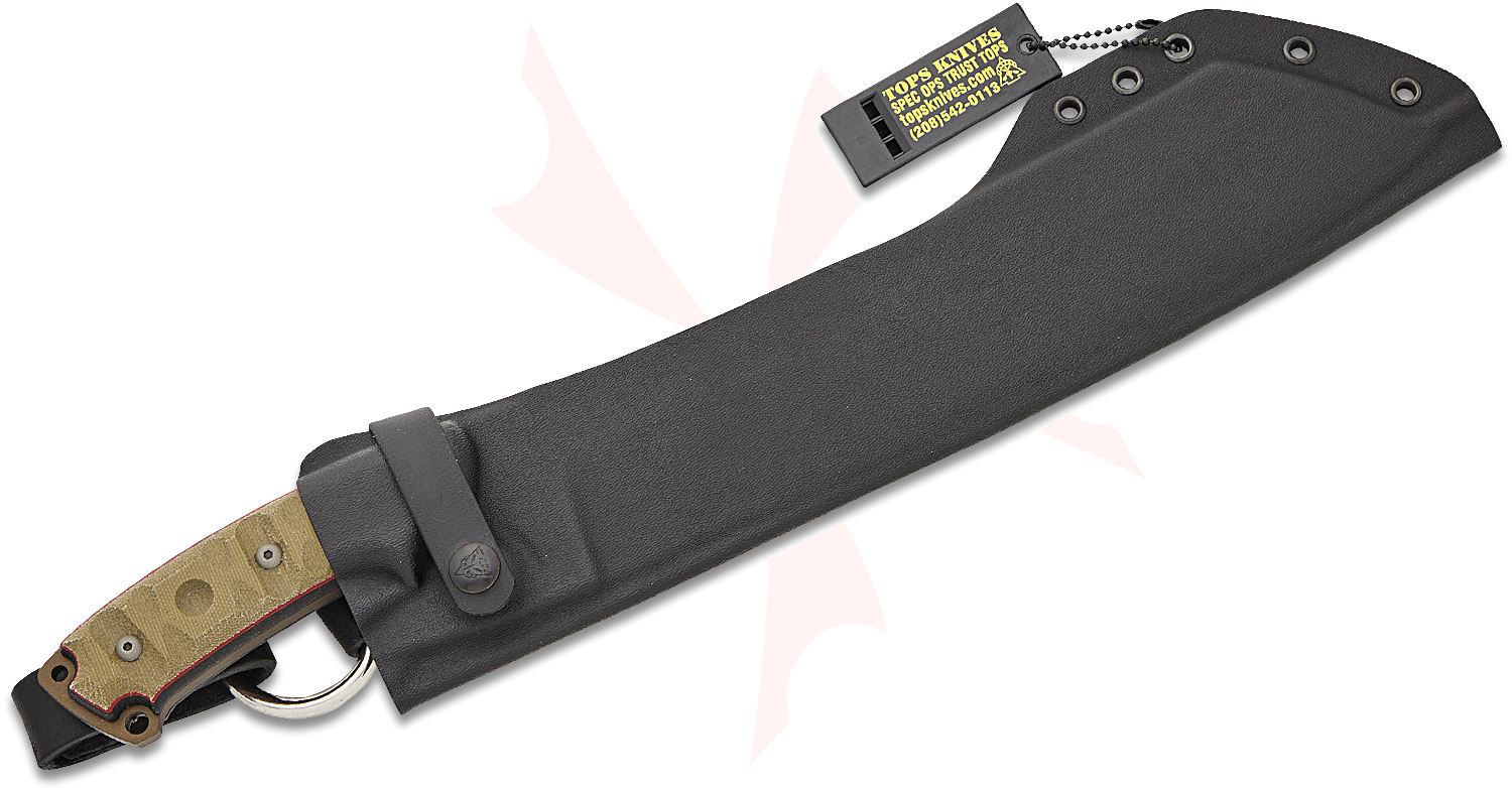 TOPS Knives El Chete Fixed 12" Midnight Bronze Blade, Green/Black ...