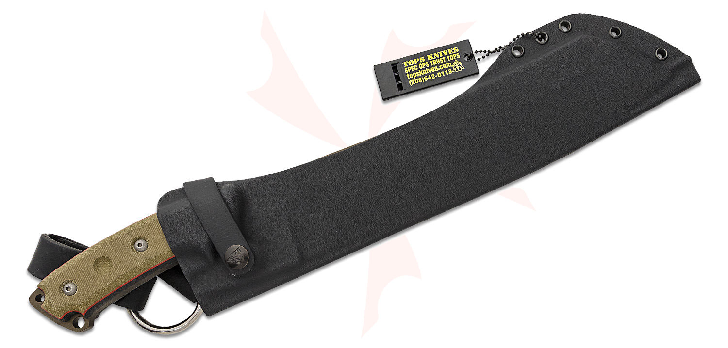 TOPS Knives El Chete Fixed 12" Midnight Bronze Blade, Green/Black ...