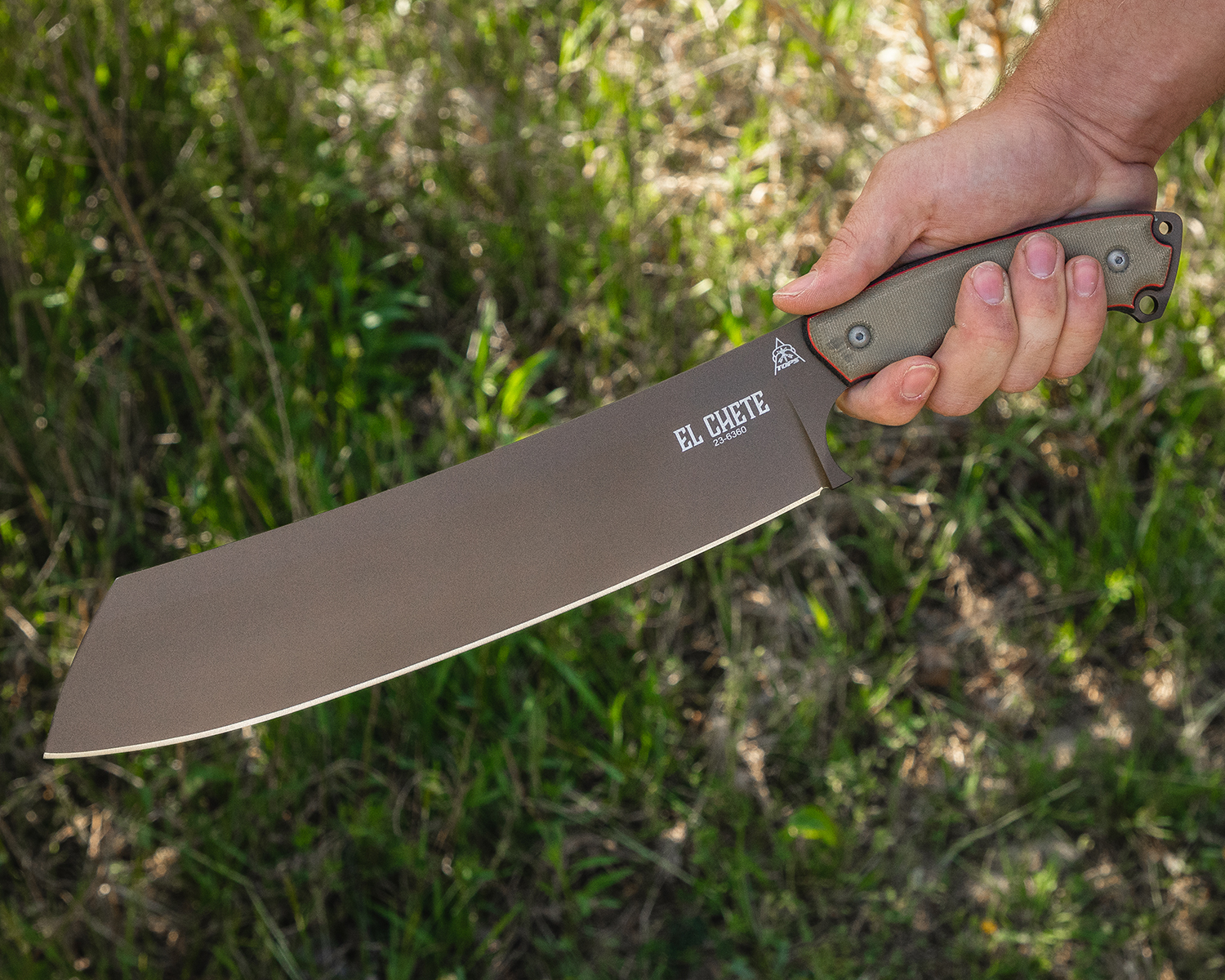 TOPS Knives El Chete Fixed 12" Midnight Bronze Blade, Green/Black ...