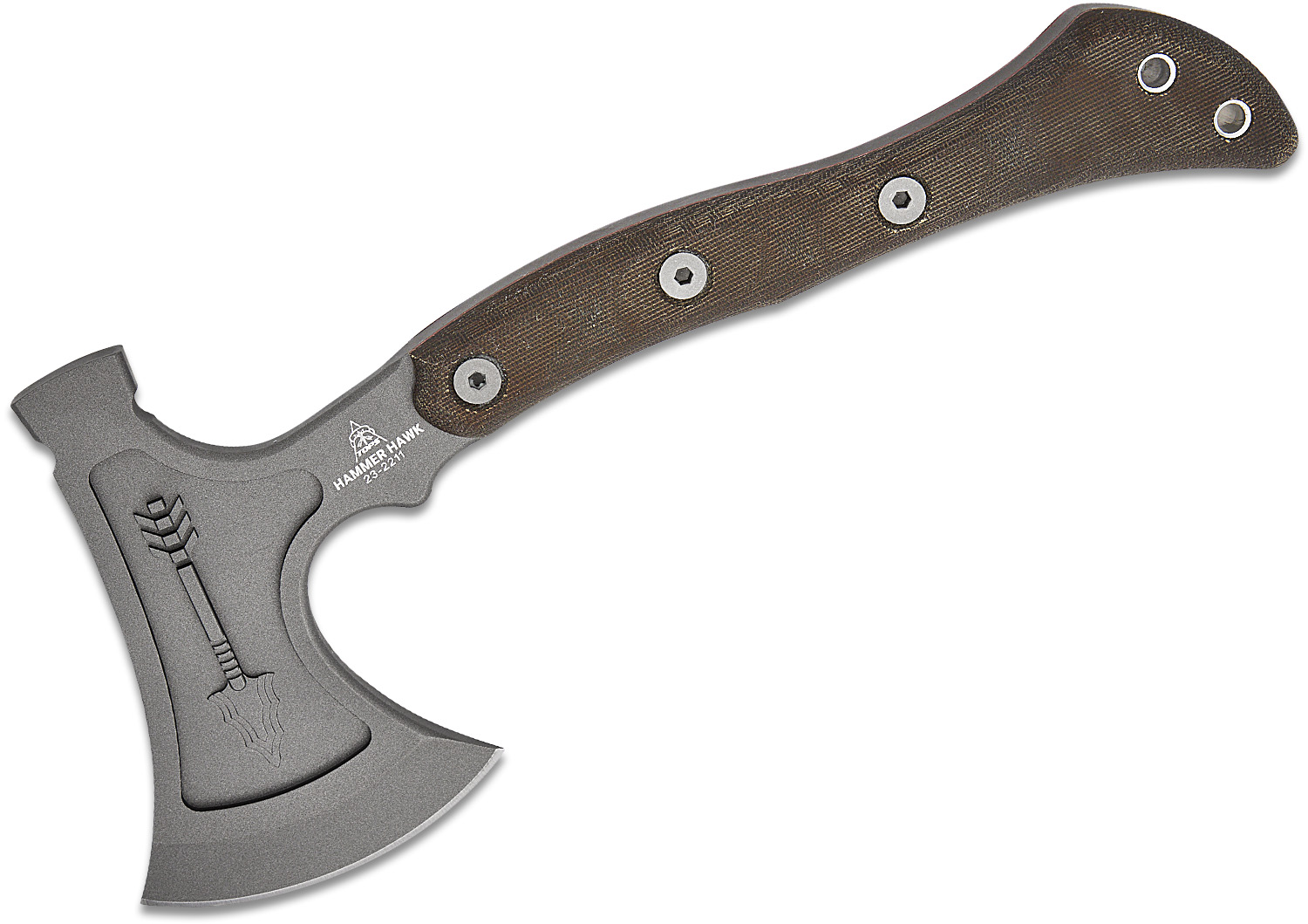 TOPS Knives Hammer Hawk Tomahawk with Backup Knife, Brown Leather ...