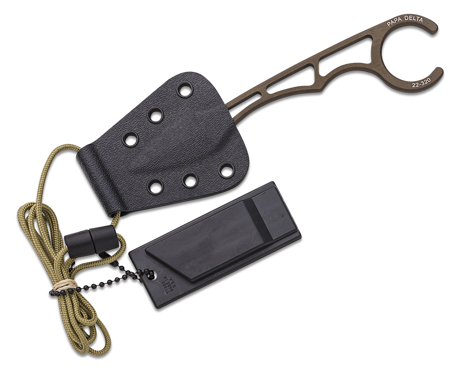 TOPS Knives Papa Delta Neck Knife 1.63" 1095 Midnight Bronze Double ...