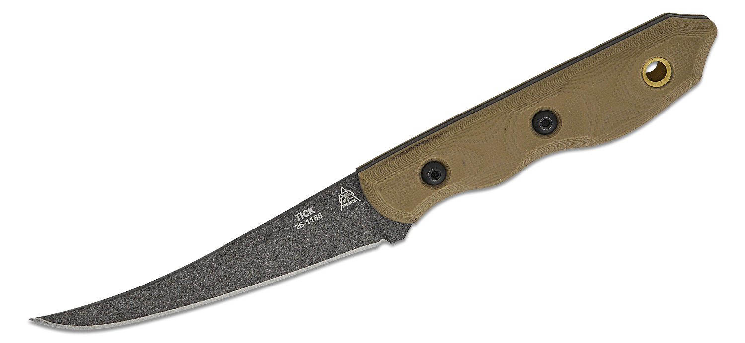TOPS Knives Tick Fixed Blade Knife 3" 1095 Tungsten Cerakote Upswept ...