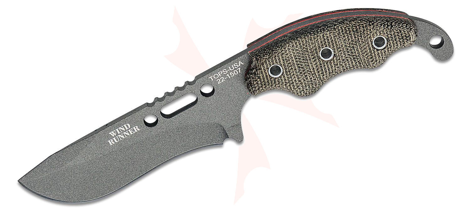 TOPS Knives Wind Runner Neck Knife 3.5" 1095 Tungsten Cerakote Blade ...