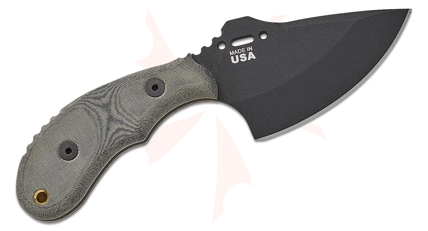 TOPS Knives Wolf Pup XL Fixed Blade 3.5" 1095 Carbon Black Drop Point ...