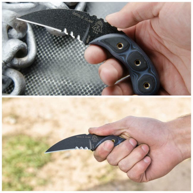 TOPS Knives Devil's Claw 3" Blade, Blue and Black G10 Handles ...