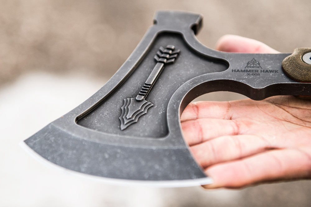 TOPS Knives Hammer Hawk Tomahawk with Backup Knife, Brown Leather ...