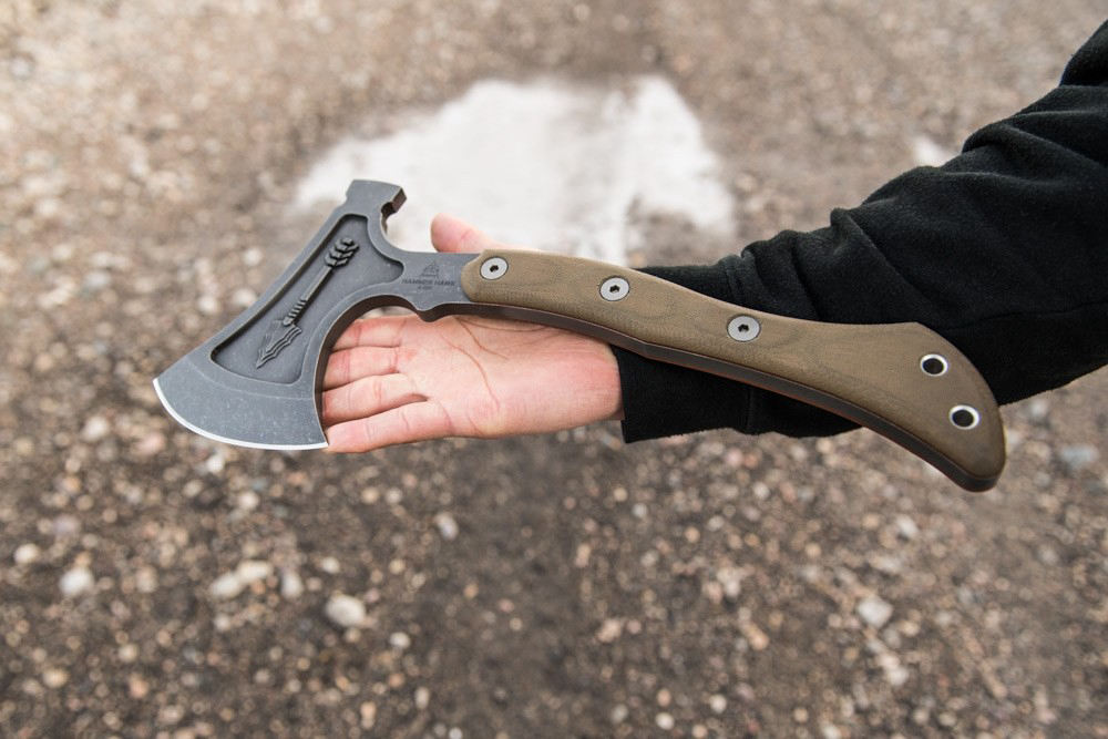 TOPS Knives Hammer Hawk Tomahawk with Backup Knife, Brown Leather ...