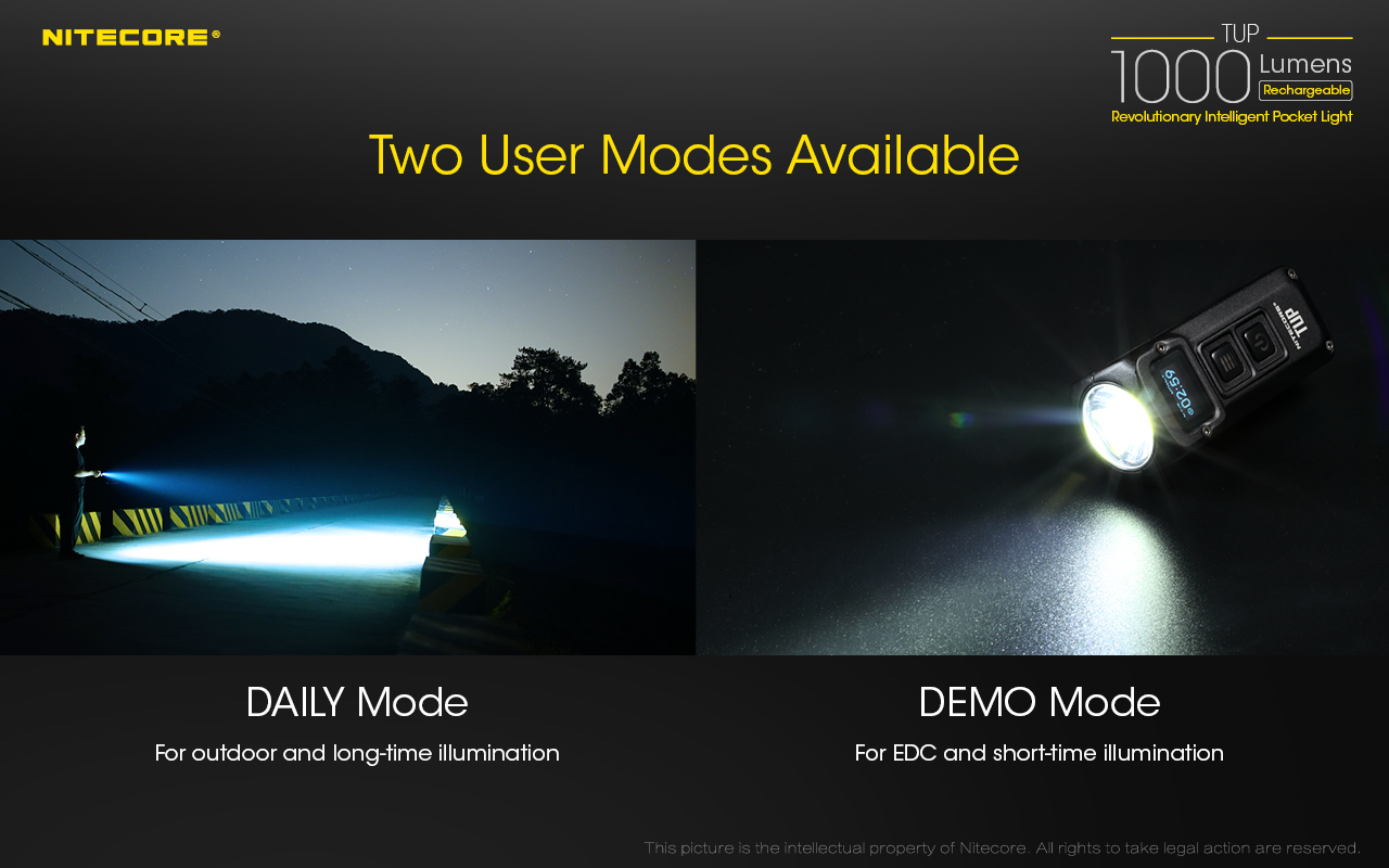 NITECORE TUP Rechargeable Intelligent LED Pocket Light, Black, 1,000 ...