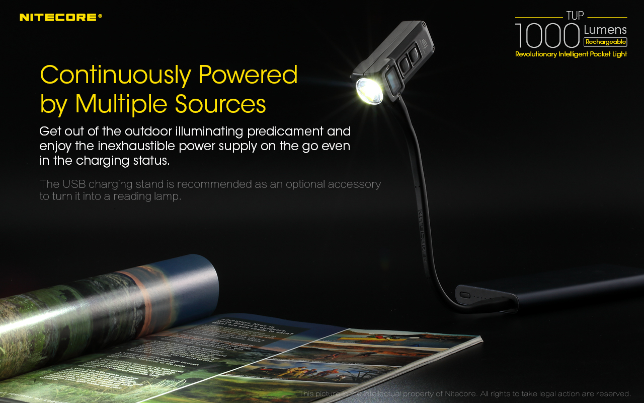 NITECORE TUP Rechargeable Intelligent LED Pocket Light, Black, 1,000 ...