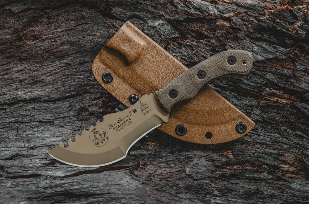 TOPS Knives Mini Tom Brown Tracker #4 Fixed Blade Knife 3.5" Coyote Tan ...