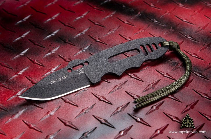 TOPS Knives CAT Covert Anti-Terrorism 3-1/4" 1095 Carbon Spear Point ...