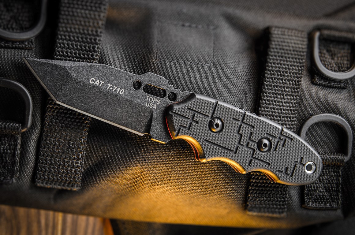 TOPS Knives CAT Covert Anti-Terrorism 3.25" 1095 Tanto Blade, Cryptic ...