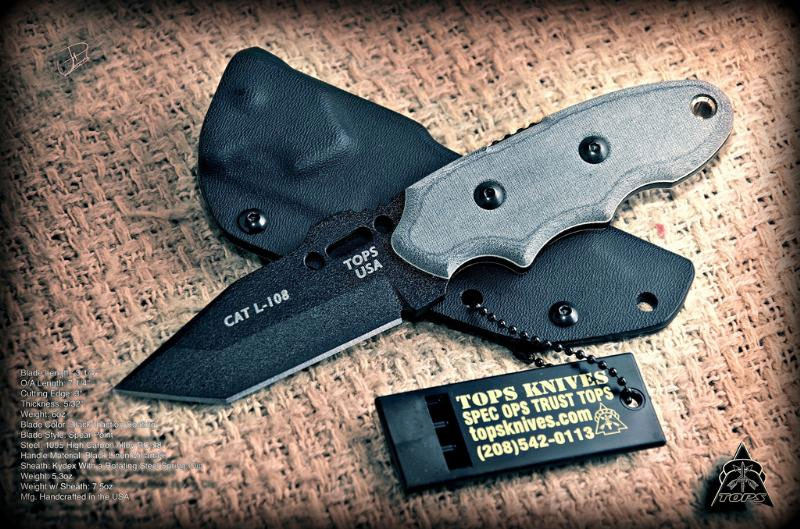 TOPS Knives CAT Covert Anti-Terrorism 3-1/4" 1095 Carbon Tanto Blade ...
