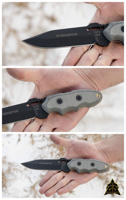 TOPS Knives Interceptor 331 Police Utilty Fixed 4" 1095 Black Drop ...