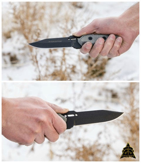 TOPS Knives Interceptor 331 Police Utilty Fixed 4" 1095 Black Drop ...