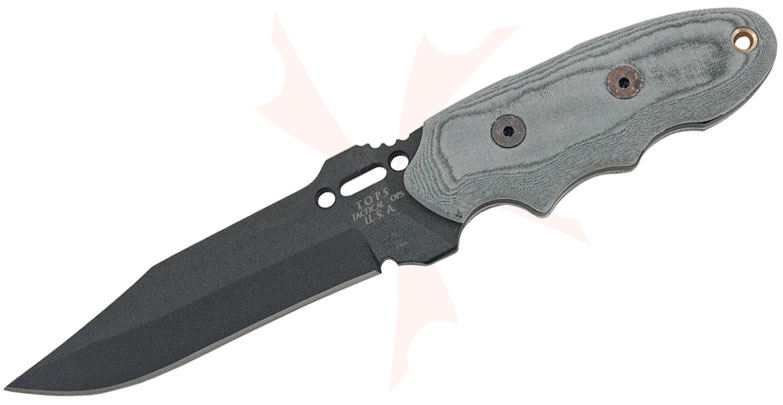 TOPS Knives Interceptor River Hunter 4" Black 1095 Carbon Blade, Linen ...