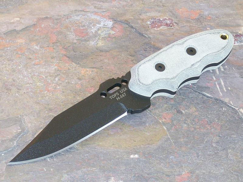 TOPS Knives Interceptor River Hunter 4" Black 1095 Carbon Blade, Linen ...