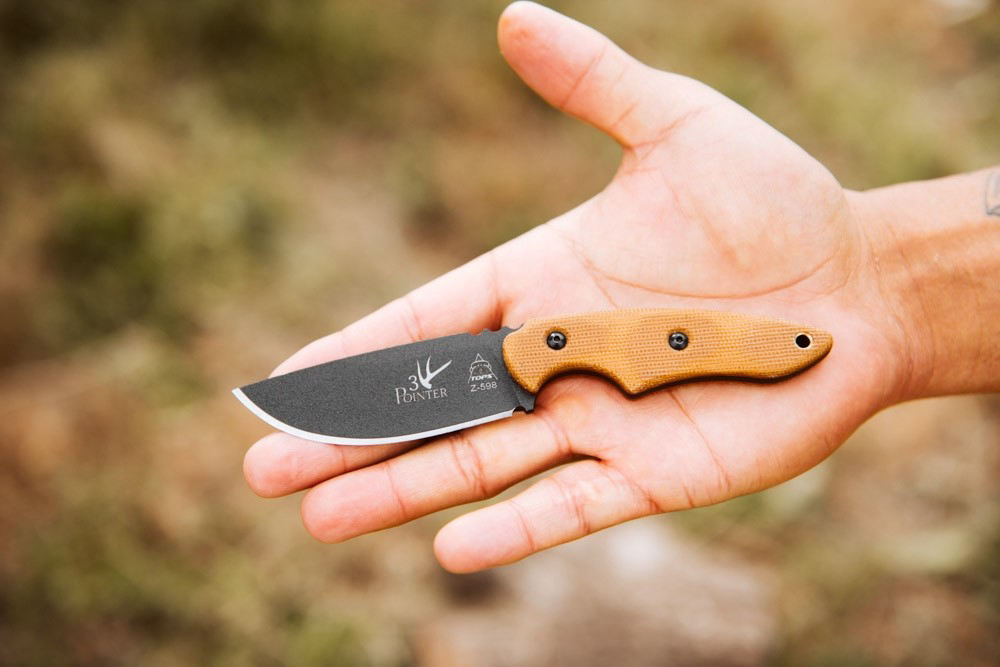 TOPS Knives 3 Pointer Fixed Blade Knife 3.13" 1095 Black Drop Point ...