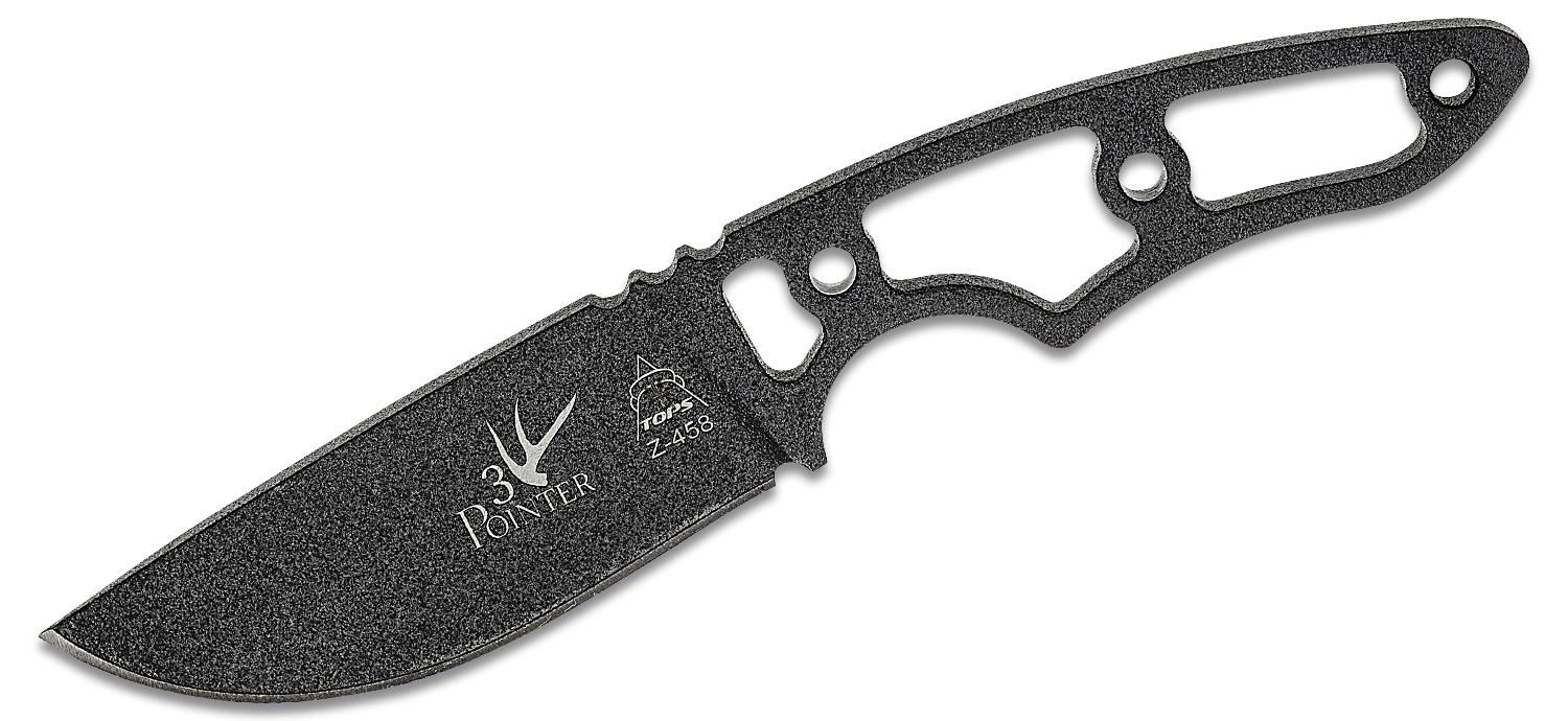 TOPS Knives 3 Pointer Fixed Blade Knife 3.13" 1095 Black Drop Point ...