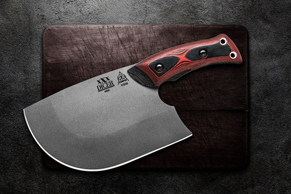 TOPS Knives XXX Dicer Fixed Blade Knife 7" 440C Tumbled Blade, Red ...
