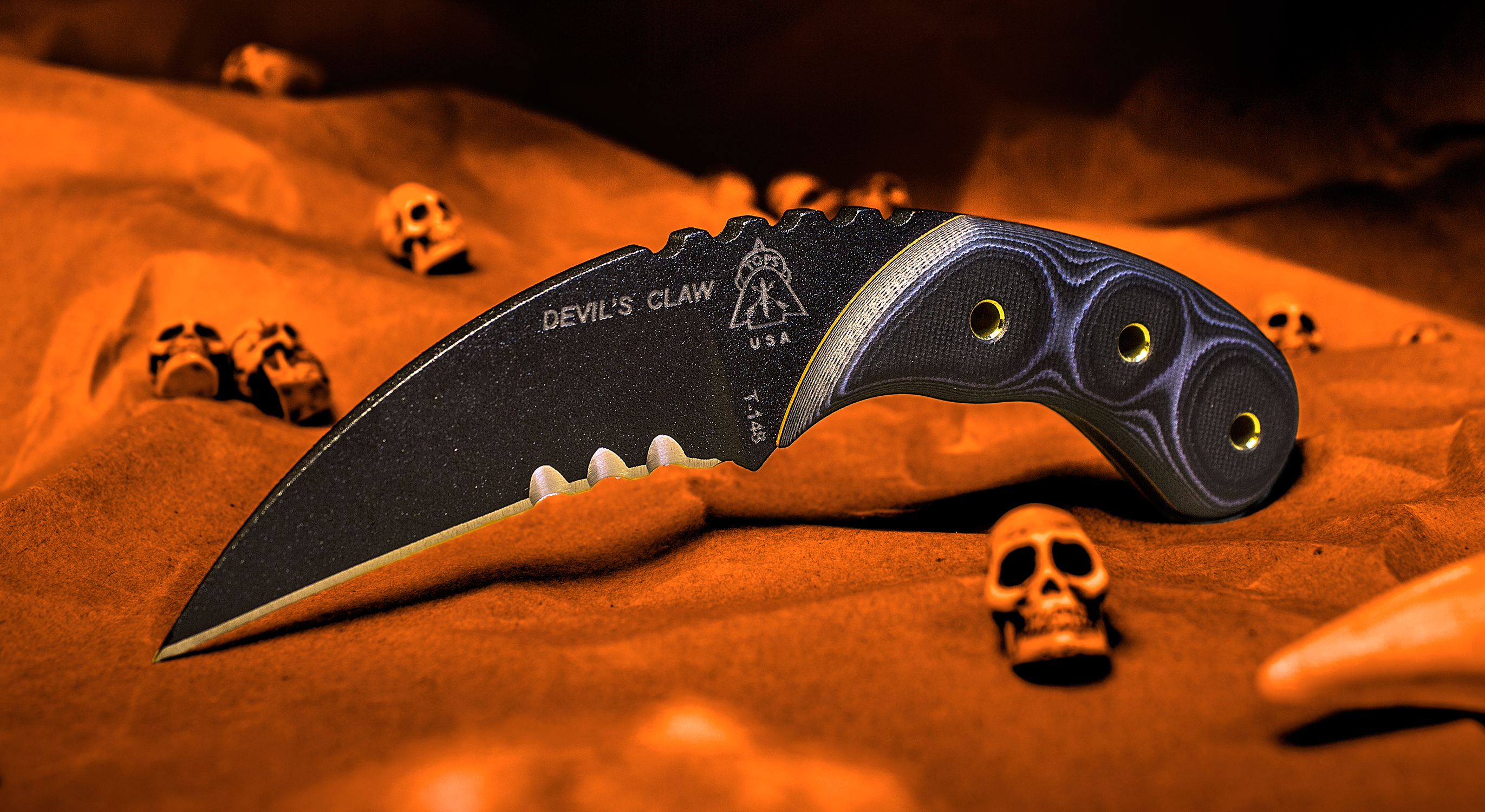 TOPS Knives Devil's Claw 3" Blade, Blue and Black G10 Handles ...