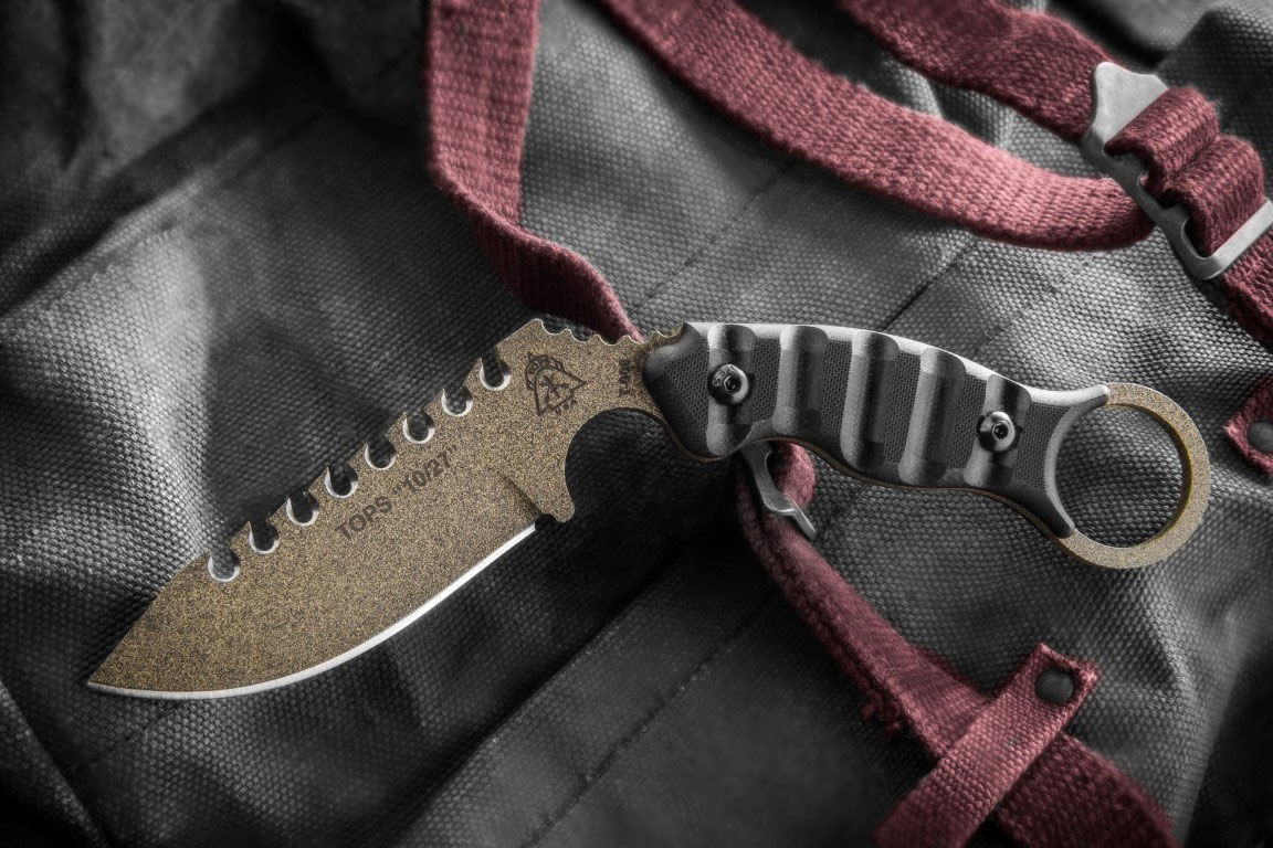 TOPS Knives 10/27 Fixed 3.5" Carbon Steel Sawback Blade, Black G10 ...