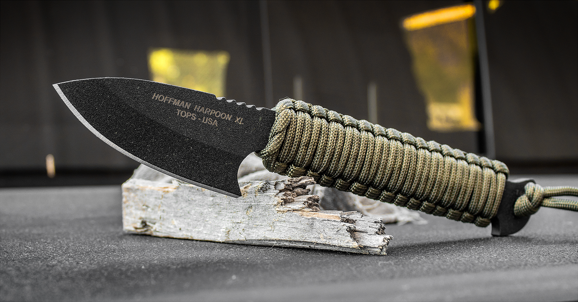 TOPS Knives Hoffman Harpoon XL Fixed 3-1/4" 1095 Carbon Blade with Free ...