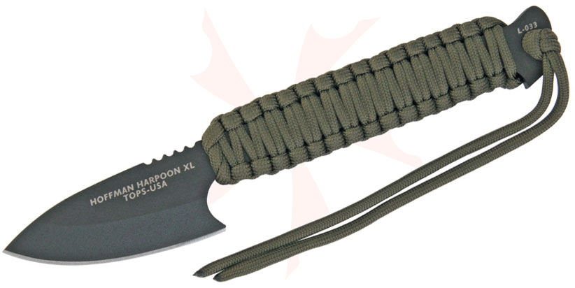 TOPS Knives Hoffman Harpoon XL Fixed 3-1/4" 1095 Carbon Blade with Free ...