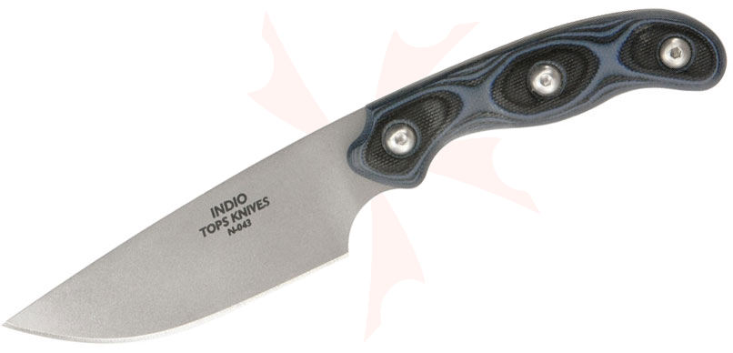 TOPS Knives Indio Fixed 3-1/2" 154CM Blade, Blue/Black G10 Handles ...