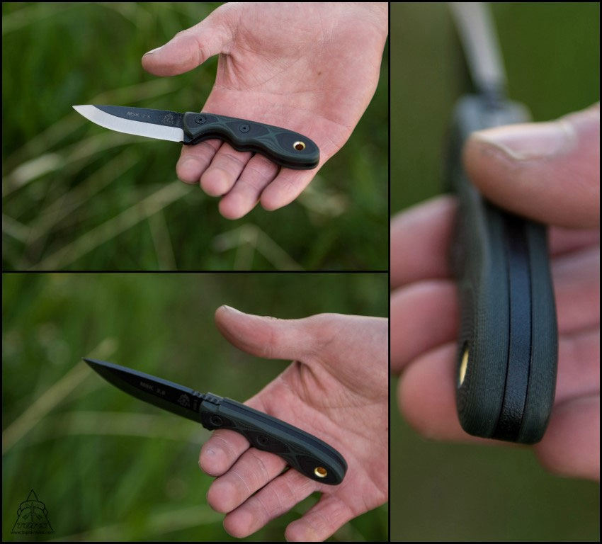 TOPS Knives Mini Scandi Knife Fixed 3" 1095 Blade, Green/Black Micarta ...