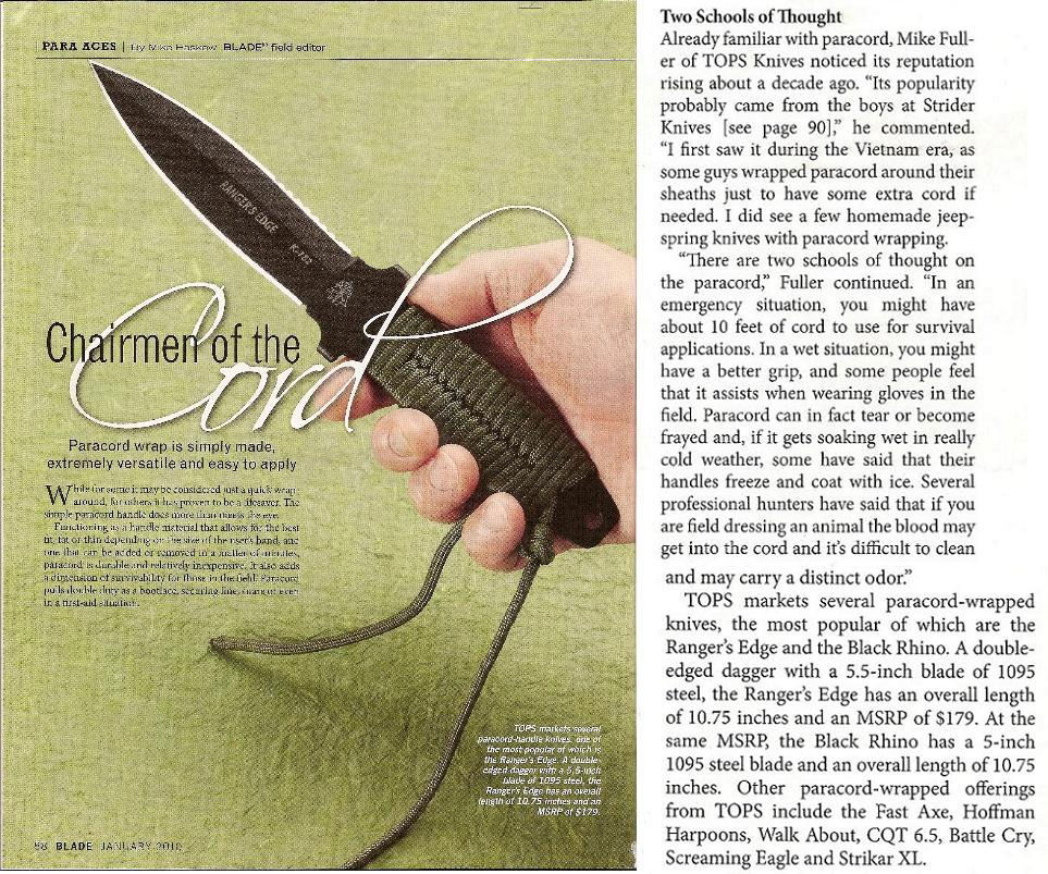 TOPS Knives Ranger's Edge Fixed 5-1/2" Double Edge 1095 Carbon Dagger ...