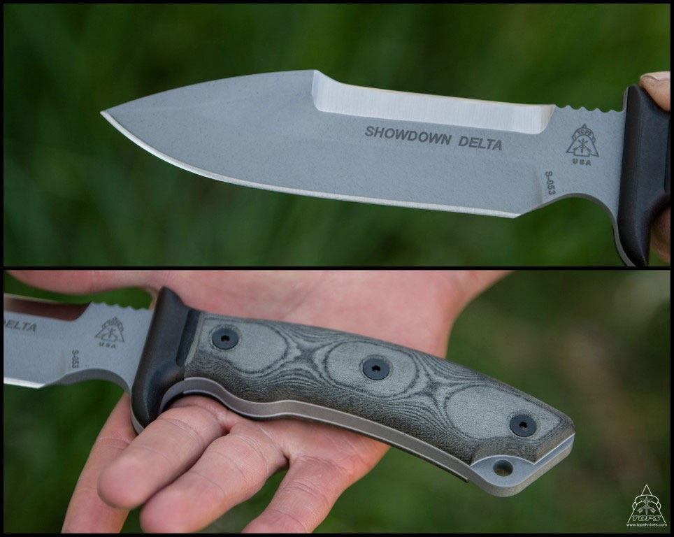 TOPS Knives Showdown Delta Fixed 6-3/8" 1095 Carbon Blade, Micarta ...