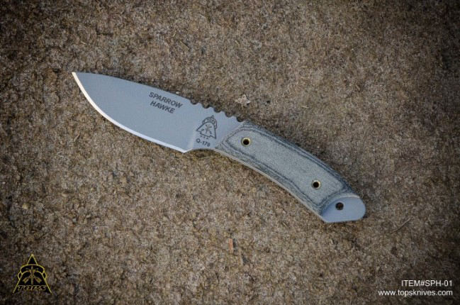 TOPS Knives SPH-01 Sparrow Hawke Fixed 2" 1095 Drop Point Blade, Black ...