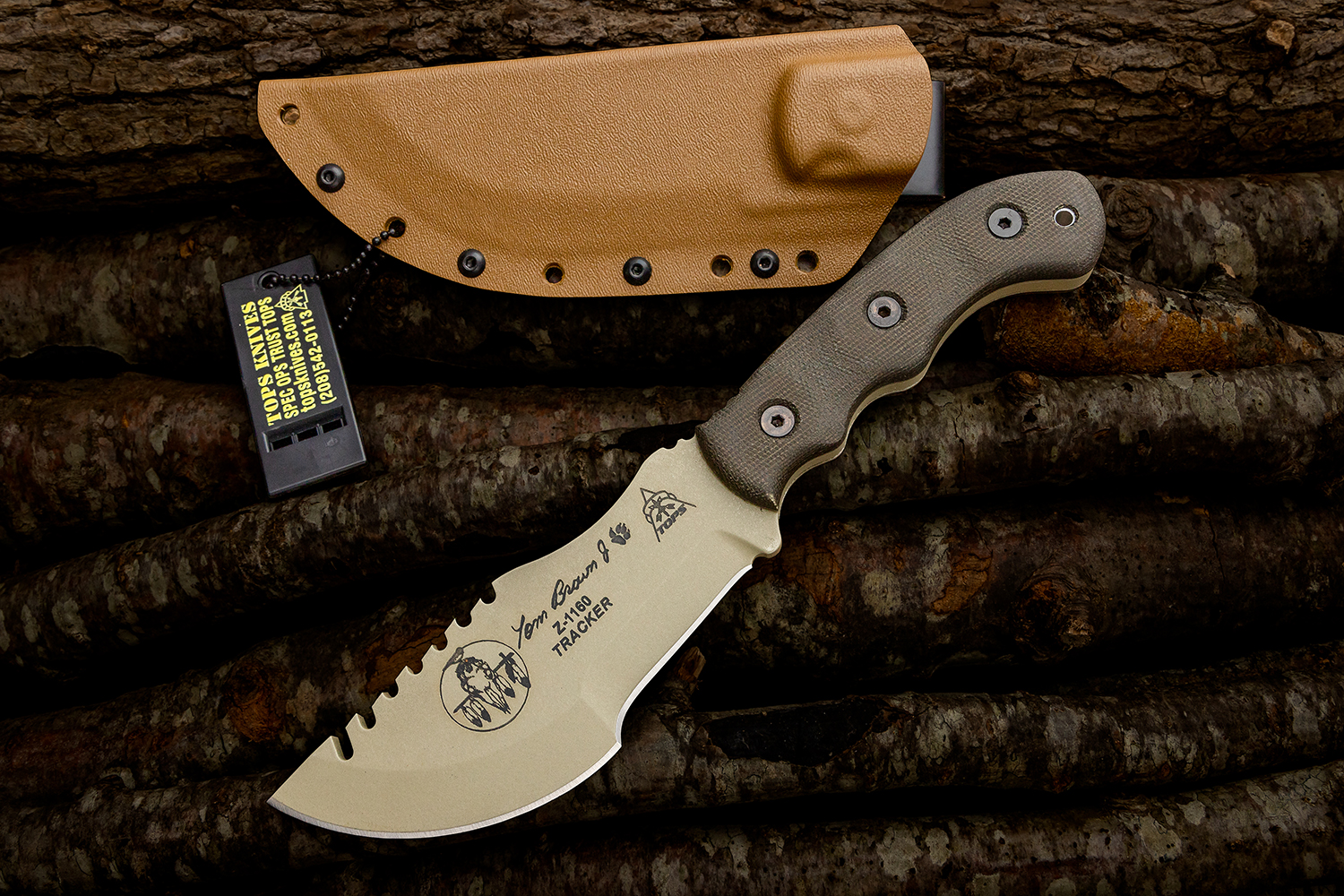 TOPS Knives Tom Brown Tracker #2 Fixed Blade Knife 5" Coyote Tan 1095 ...