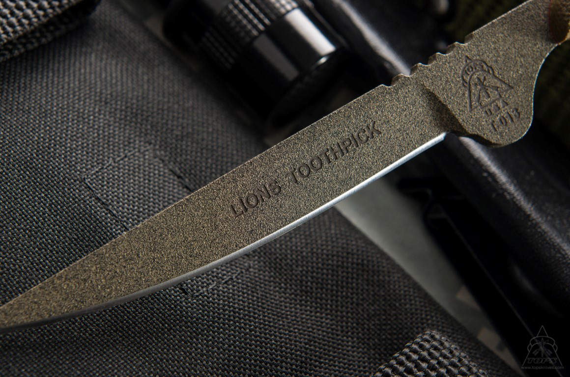 TOPS Knives Lion's Toothpick Fixed 4" Carbon Steel Blade, Green Canvas ...