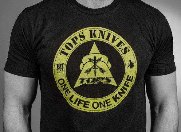 TOPS Knives One Life One Knife Logo T-Shirt, Black, Medium ...