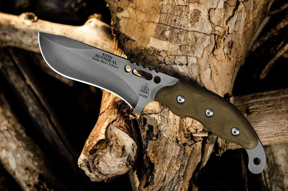 TOPS Knives Wind Runner XL SRE Fixed 5.25" 1095 Tungsten Cerakote Blade ...