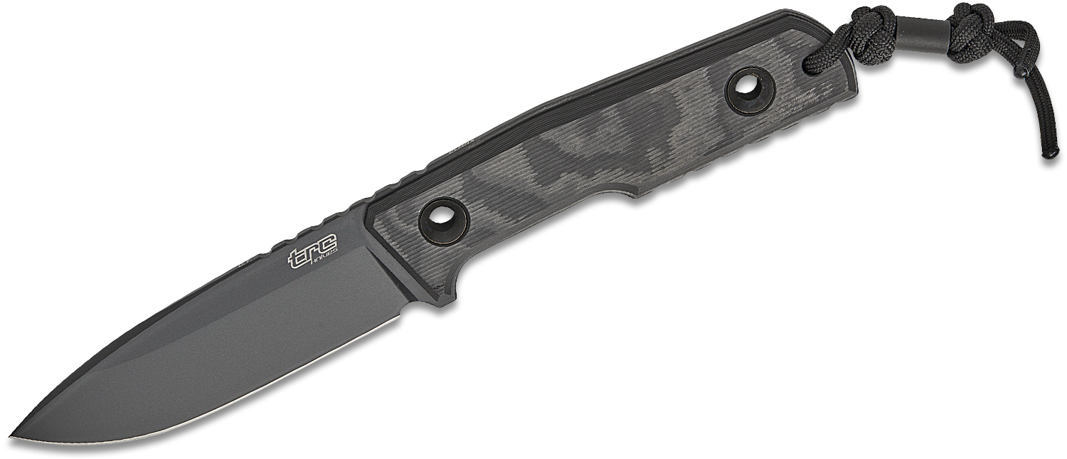 TRC Knives Custom Urban Tactical Fixed Blade Knife 3.8" Elmax Black DLC ...