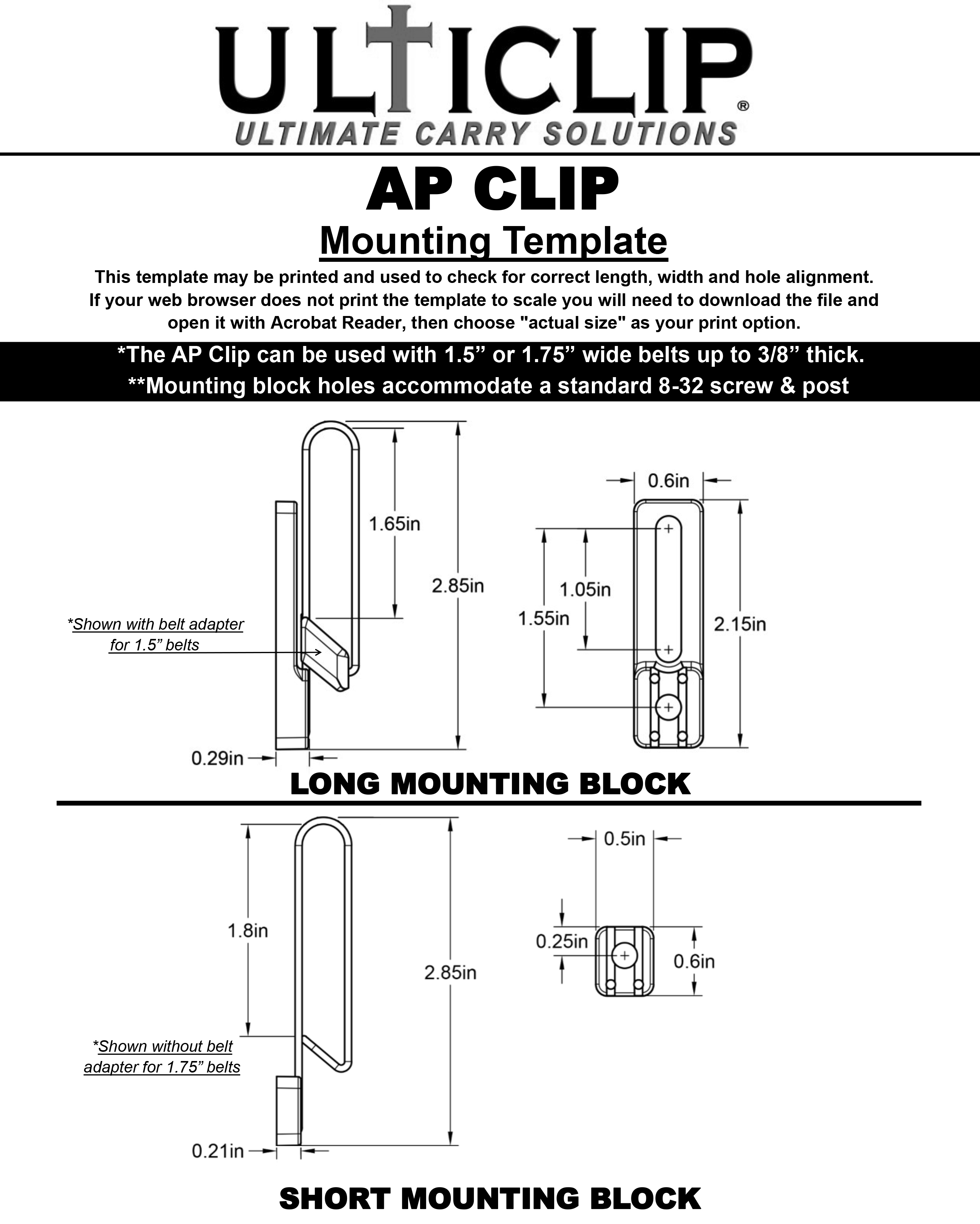 ULTICLIP AP Clip All Purpose Sheath Wire Clip - KnifeCenter - 609-APD